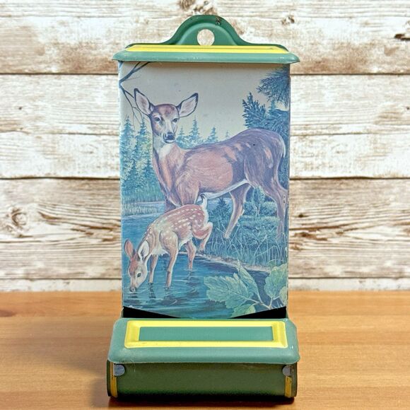 Kitchen | Vintage Jasco Hong Kong Metal Tin Matchbox Wall Holder Deer ...